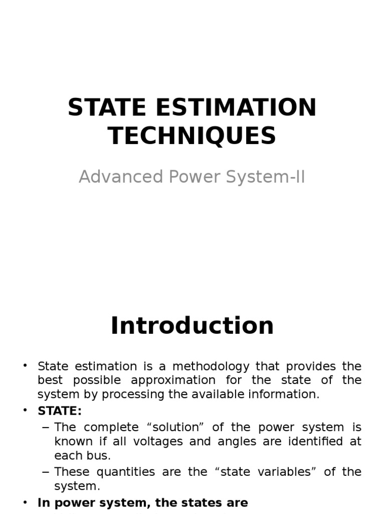 State Estimation Techniques Pdf Mathematical Optimization