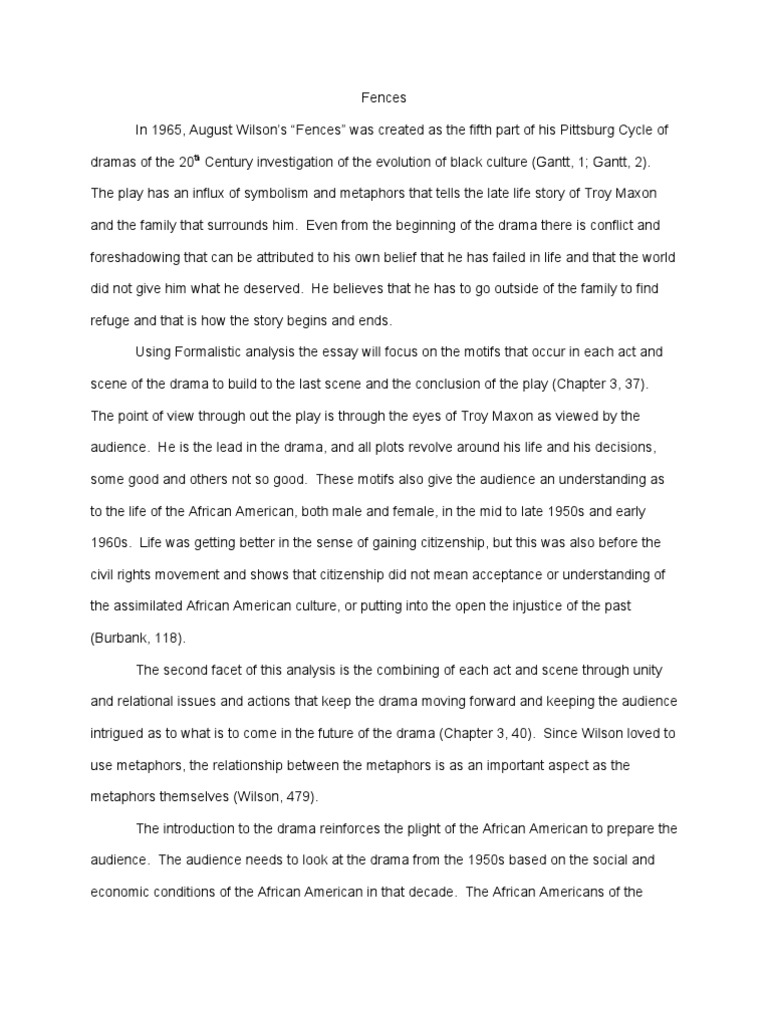 Analysis of August Wilson's Fences | PDF | Fences (Play)