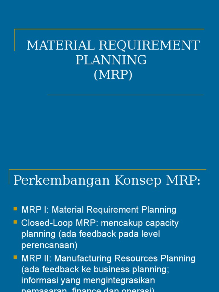 Material Requirement Planning | PDF