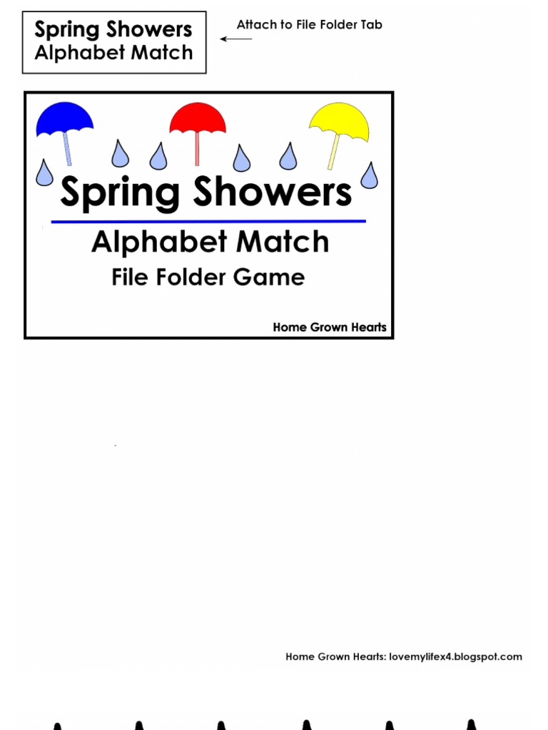 Spring Showers: Alphabet Match File Folder Game | PDF
