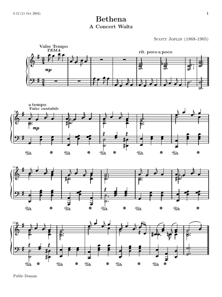 Bethena | PDF | Bethena | Piano Compositions