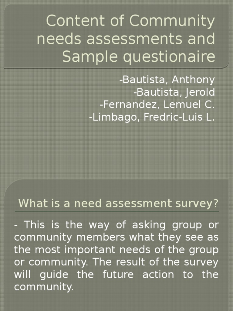 Community Needs Assessments and Sample Questionaire | Download Free PDF ...