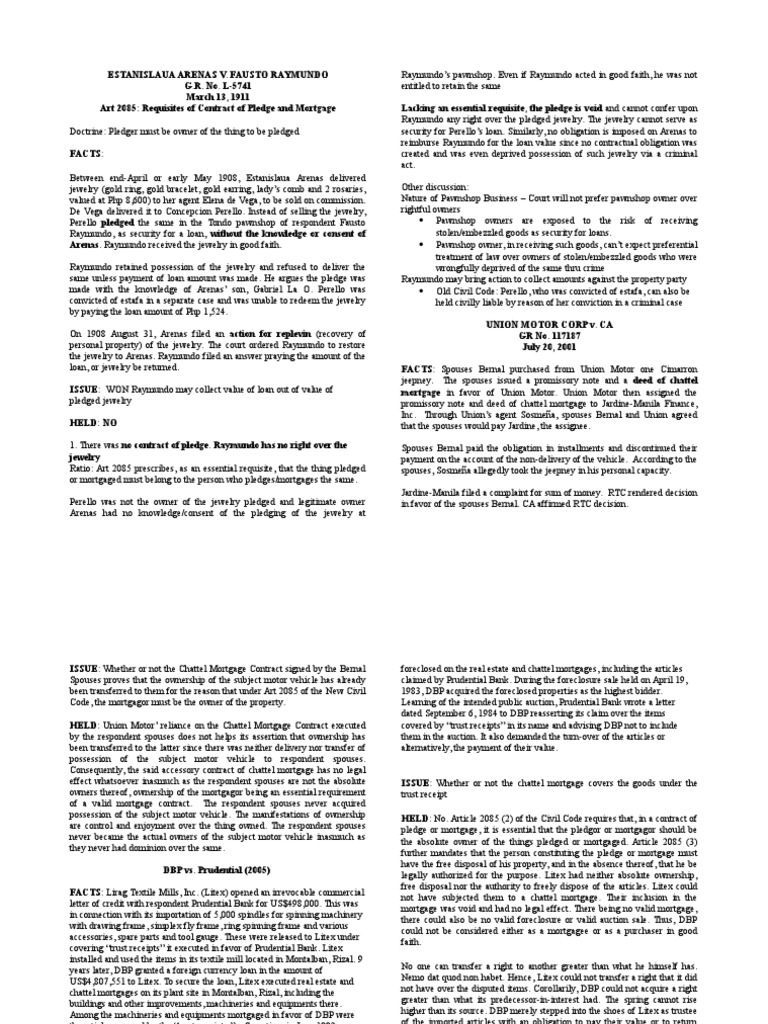 Cred Trans Pledge Digest | PDF | Mortgage Law | Foreclosure