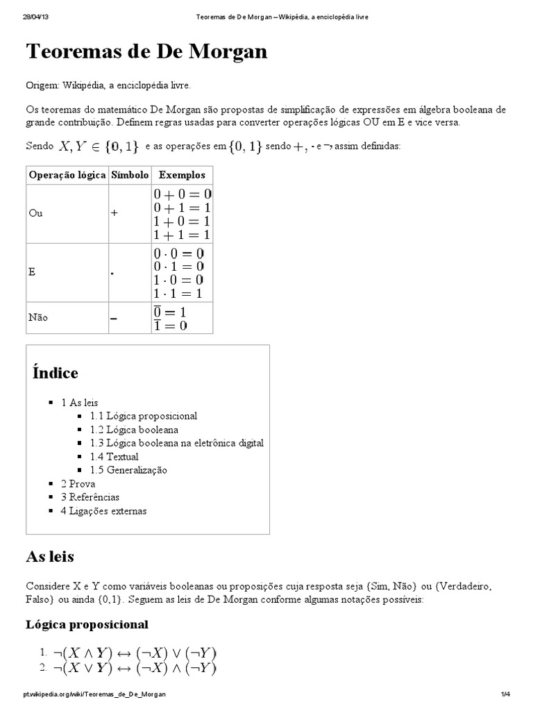 Leis de de Morgan | PDF | Lógica | Lógica Matemática