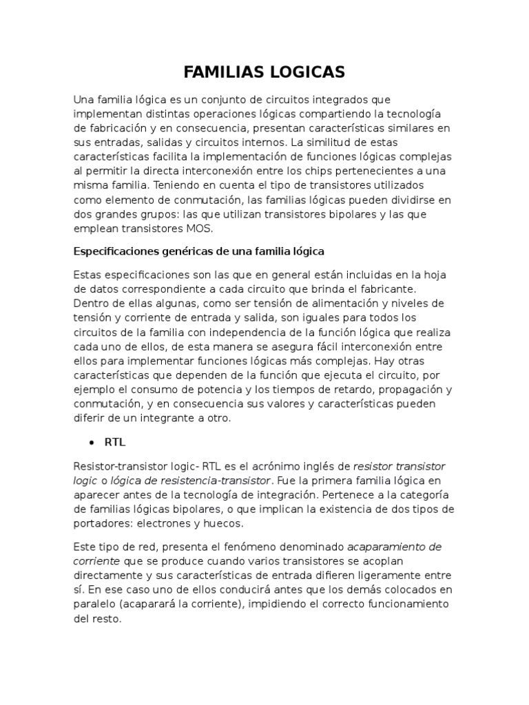 Familias Digi2 | PDF | Ingenieria Eléctrica | Circuito integrado