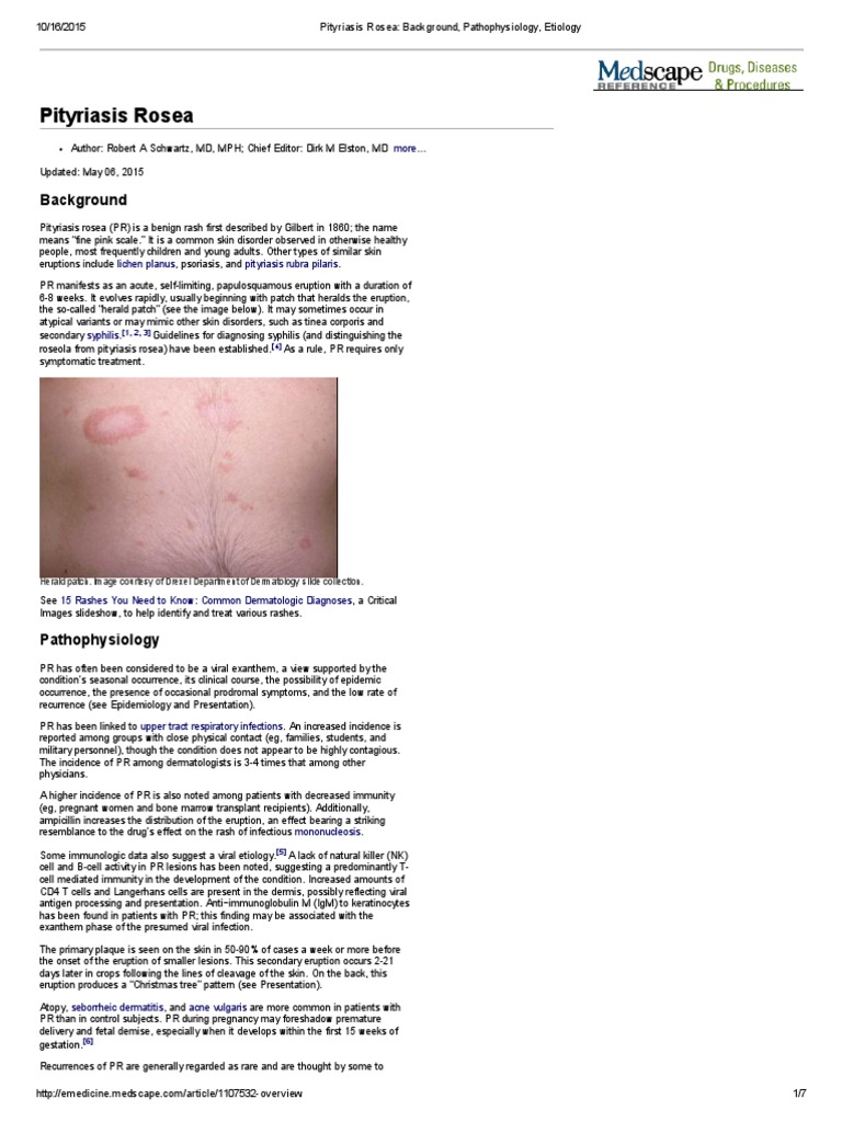 Dermatology Guide: Pityriasis Rosea | PDF | Physician | Dermatology