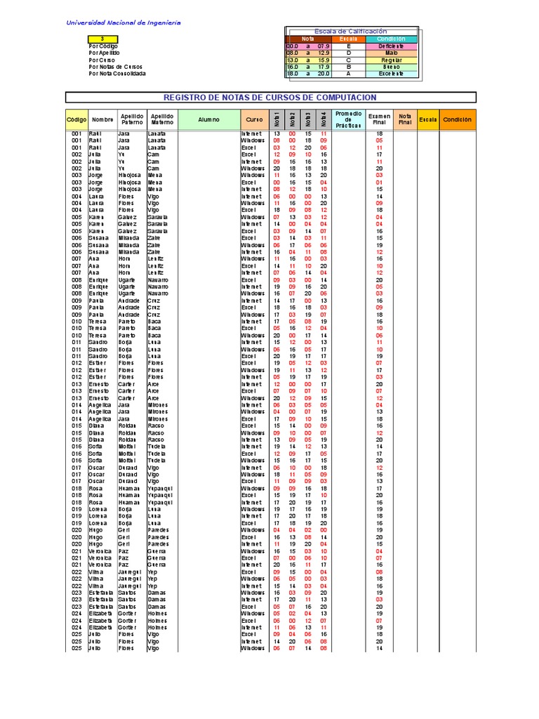 Registro de Notas en Excel | PDF | Microsoft | Informática
