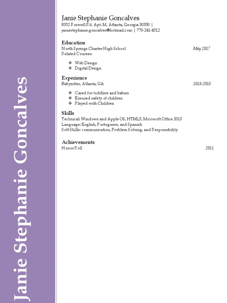 Janie Goncalves: Resume Overview | PDF | Career & Growth