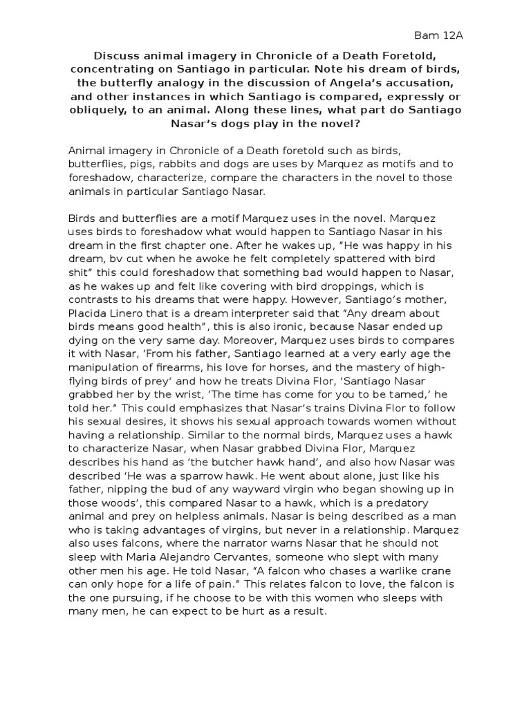 Chronicle of A Death Foretold Essay Animals q4-2 | PDF | Poetry ...