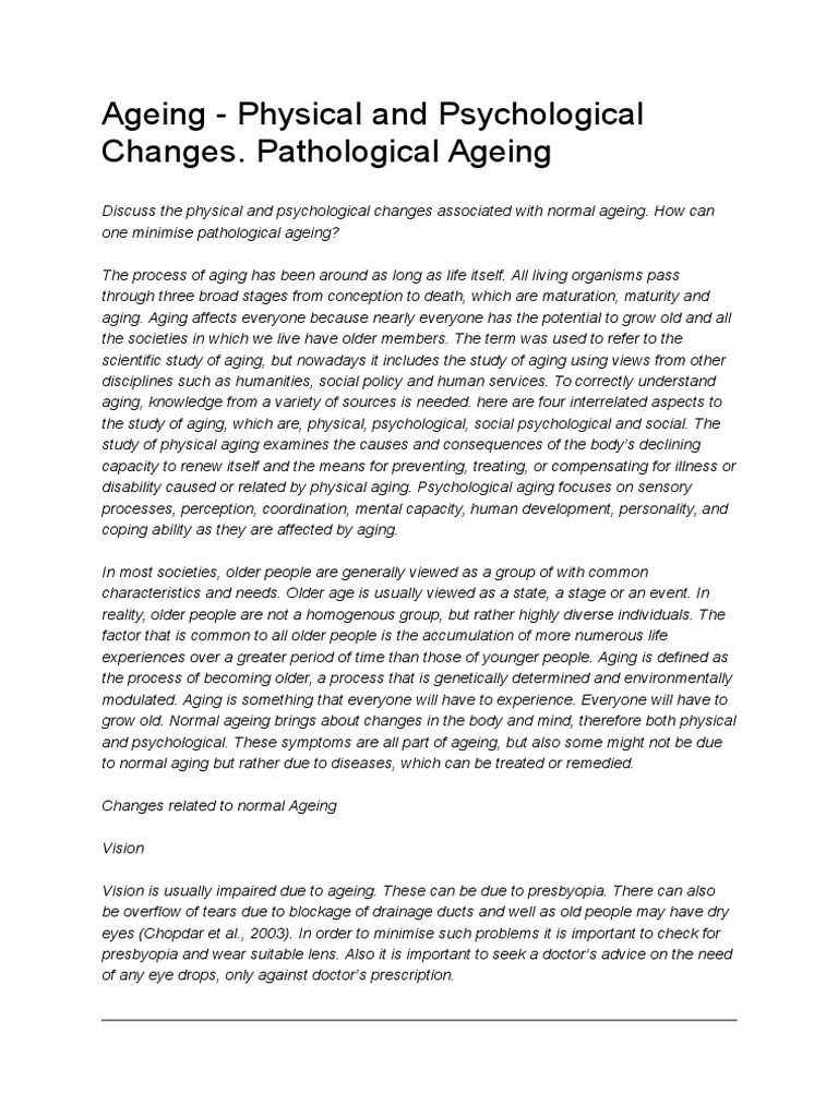 Ageing - Physical and Psychological Changes. Pathological Ageing-11!19 ...