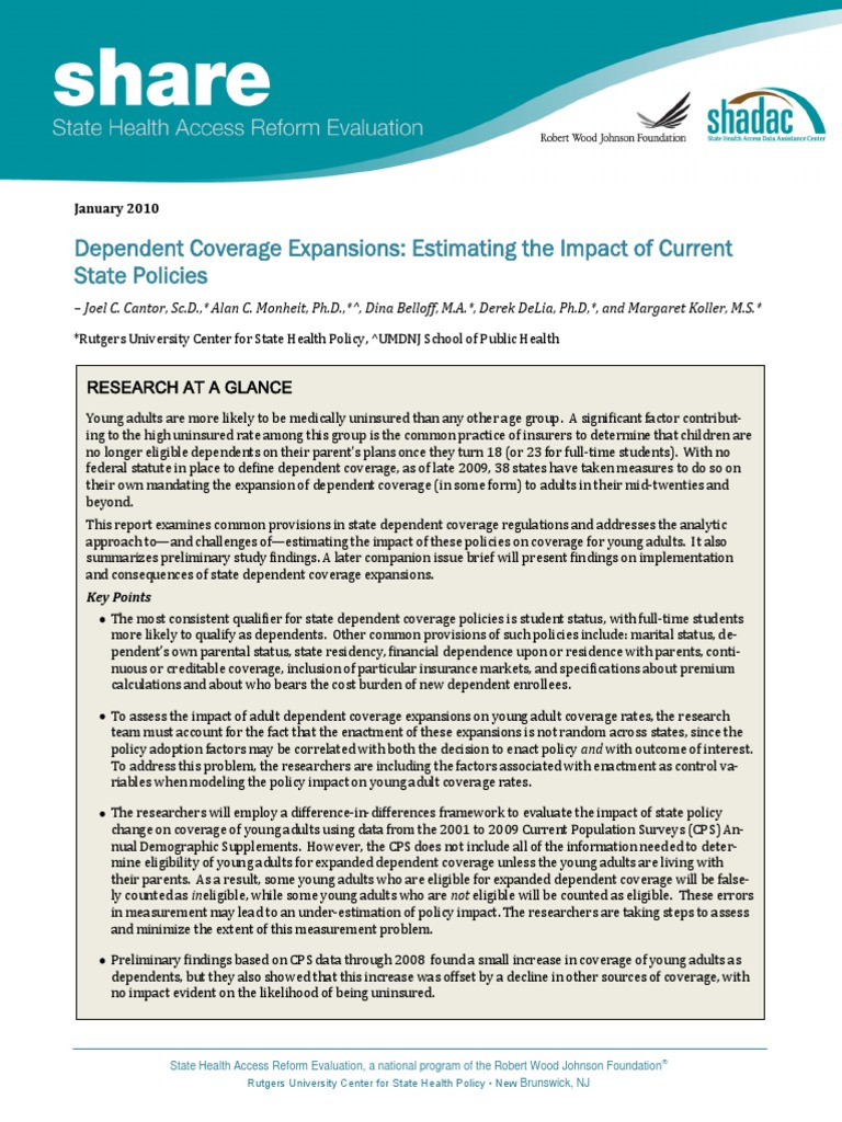 Dependent Coverage Expansions Issue Brief | PDF | Health Insurance ...
