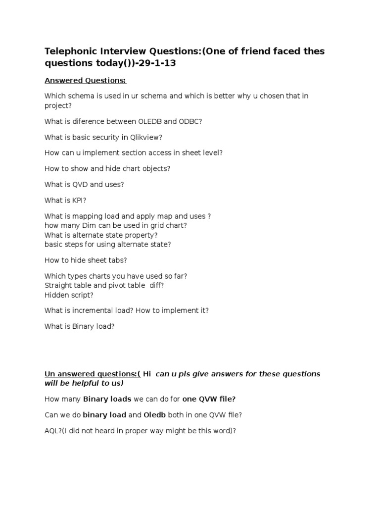 Telephonic Interview Questions: (One of Friend Faced Thes Questions ...