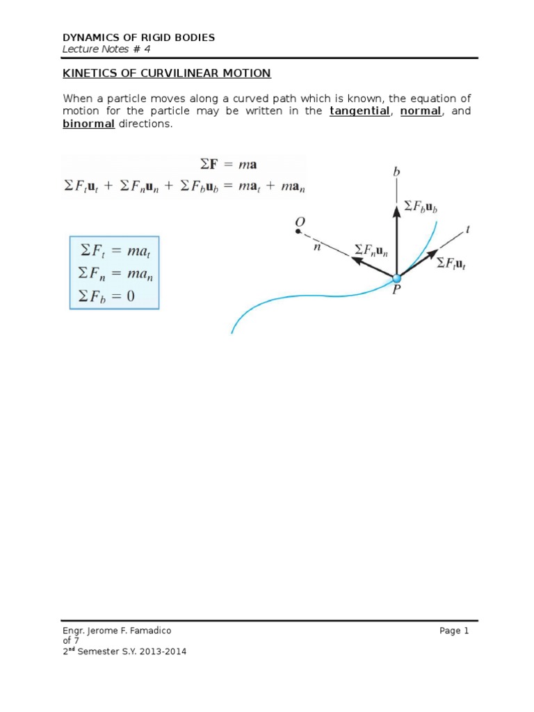 DRB - Lecture On Kinetics of Curvilinear Translation | PDF | Rotation ...