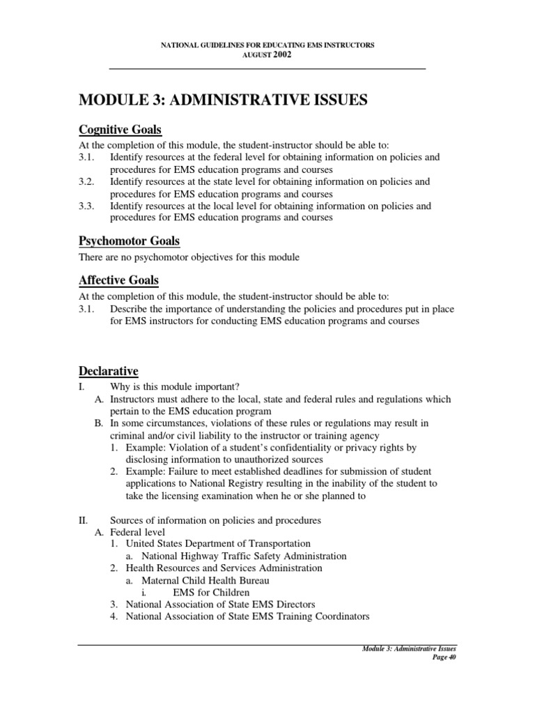 Module 3 - Administrative Issues | Download Free PDF | Emergency ...
