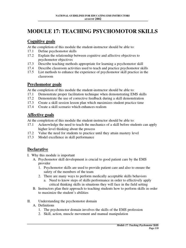 Module 17 - Teaching Psycho Motor Skills | PDF | Learning | Teachers