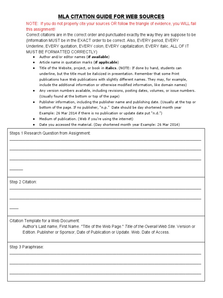 MLA Citation Guide for Web Sources | PDF | Career & Growth