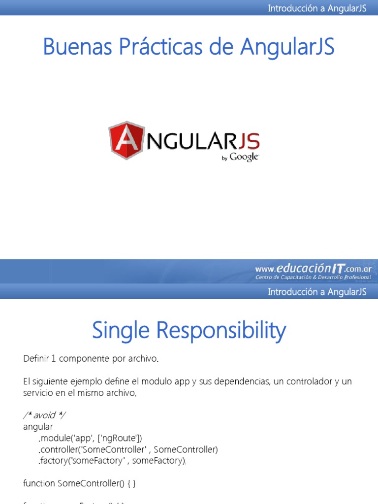 Buenas Prácticas de AngularJS | PDF | Js angular | Script Java