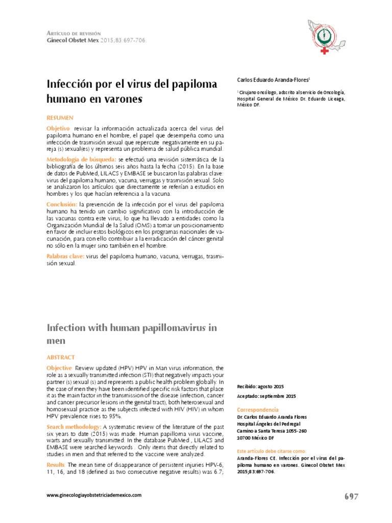 Infección por VPH en hombres: revisión actual | PDF | Biología ...