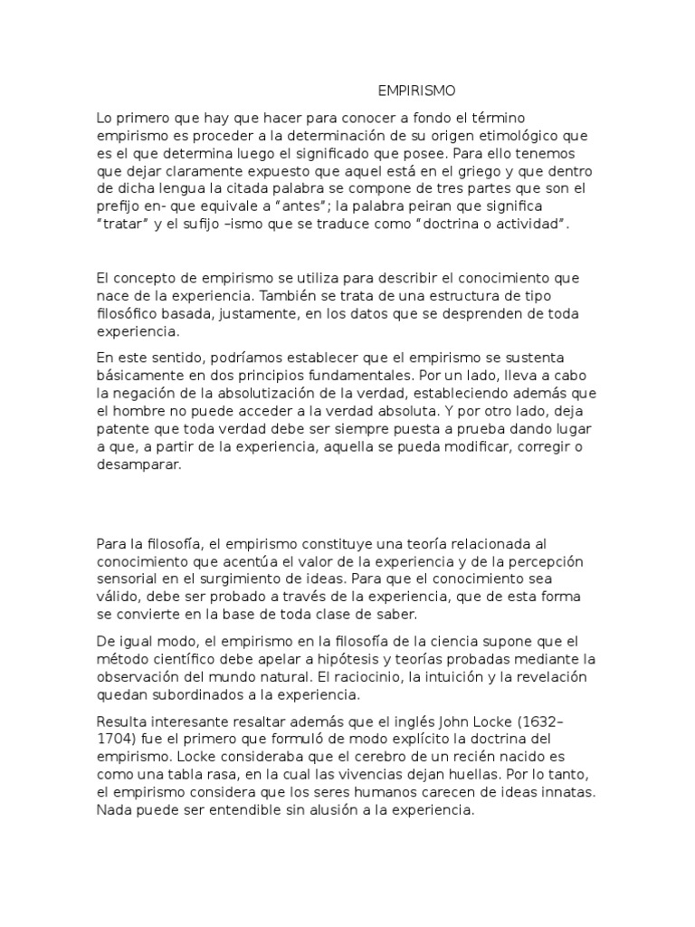 Empirismo y Positivismo y Glosario | PDF | Empirismo | Verdad