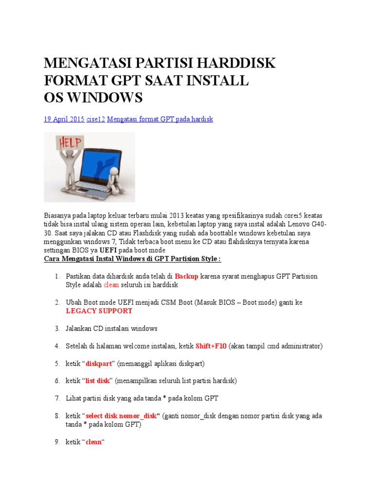 √ 4 Cara Mengatasi Gpt Partition Style Saat Install Windows – NCBTHC