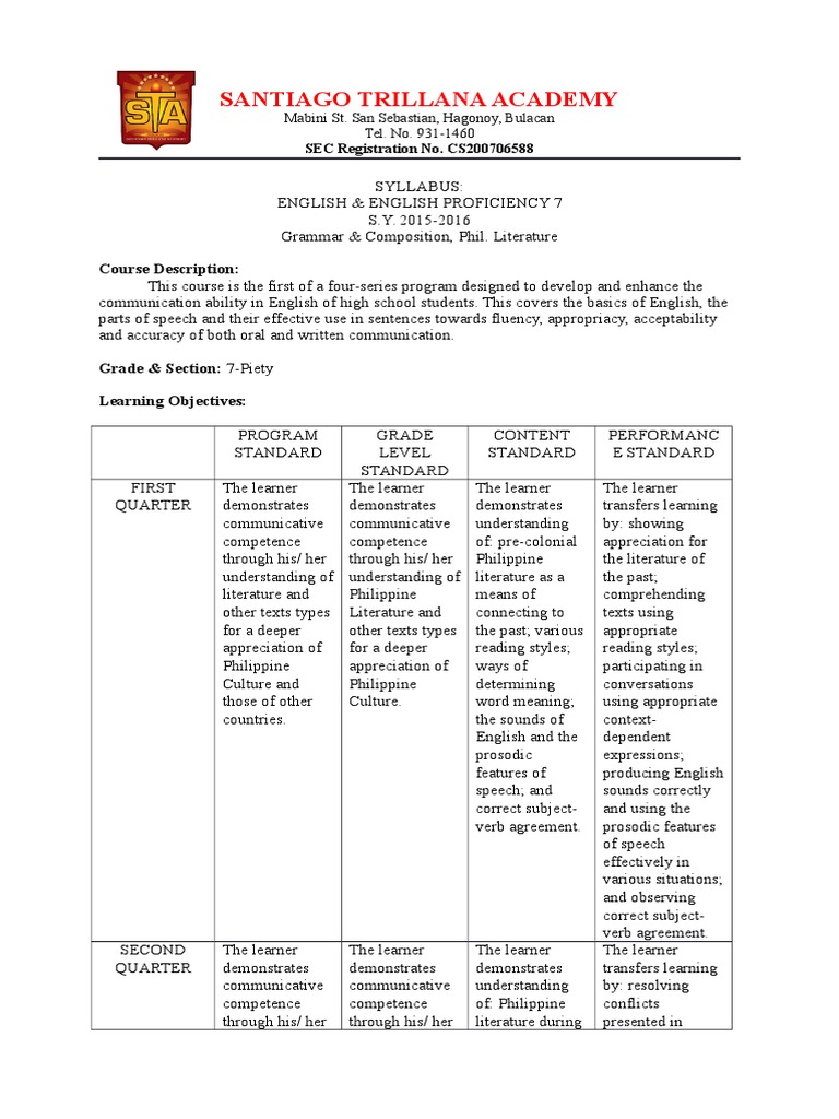 Syllabus English | PDF | Narrative | Poetry
