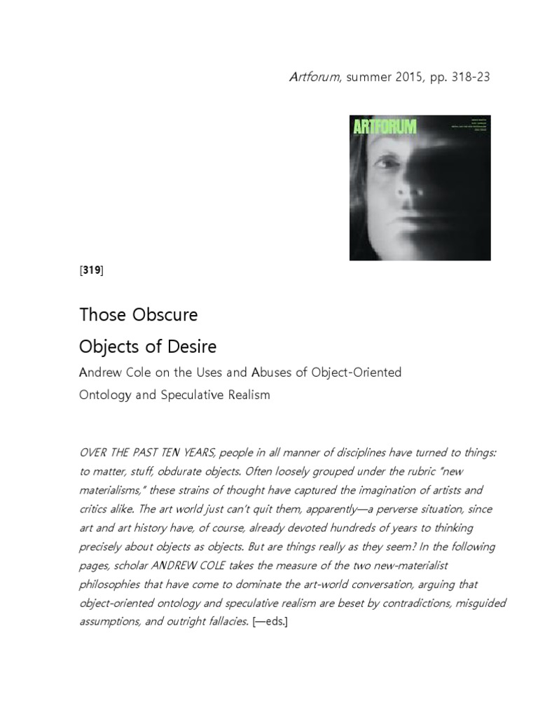 Those Obscure Objects of Desire Andrew | PDF | Noumenon | Immanuel Kant