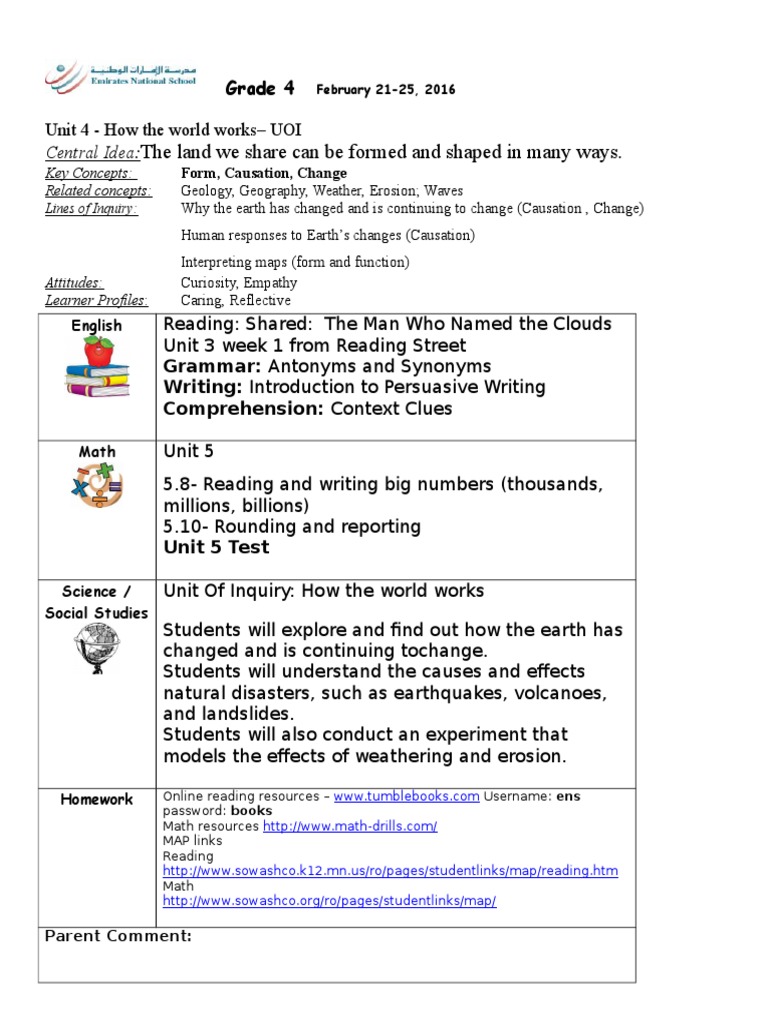 Grade 4 Unit on Earth's Changes | PDF