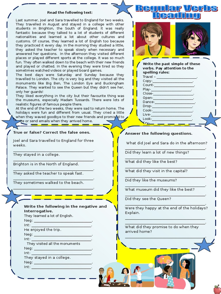 Past Simple Regular Verbs Reading | PDF