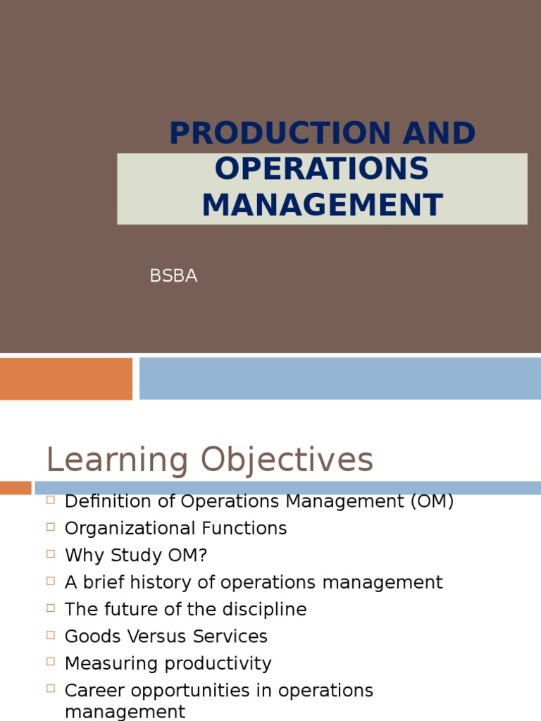 Production and Operations Management - Introduction (BSBA) | PDF ...