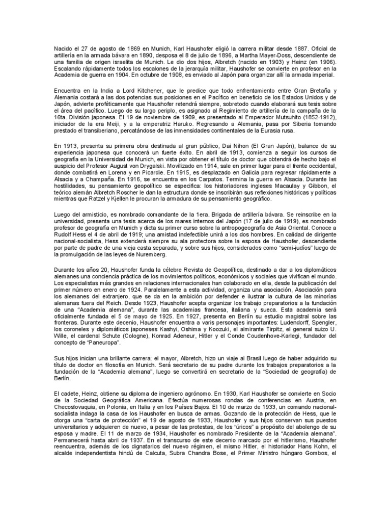 Karl Haushofer | PDF | Rusia | Política mundial