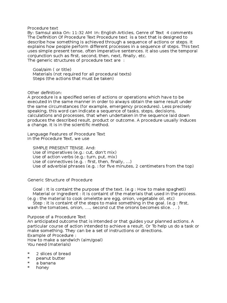 Understanding Procedure Texts | PDF | Scientific Method | English Language