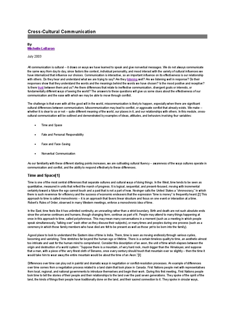 Cross Cultural Essay | PDF | Nonverbal Communication | Negotiation