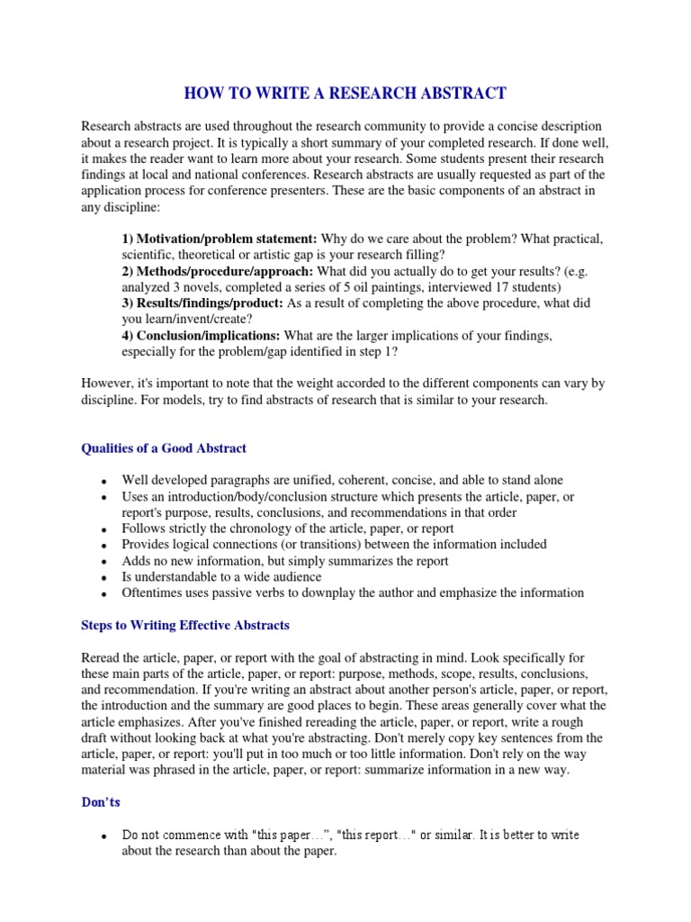 How To Write A Good Abstract | PDF