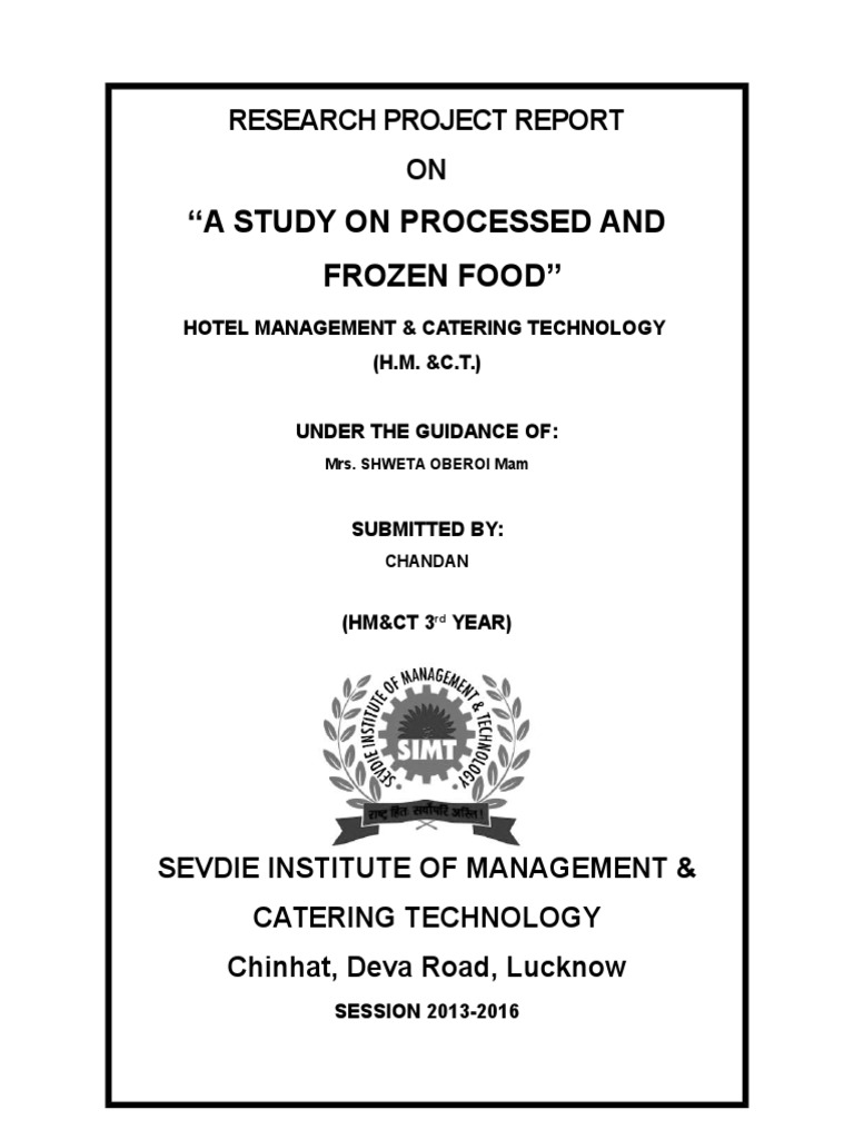 Processed and Frozen Food Study | PDF