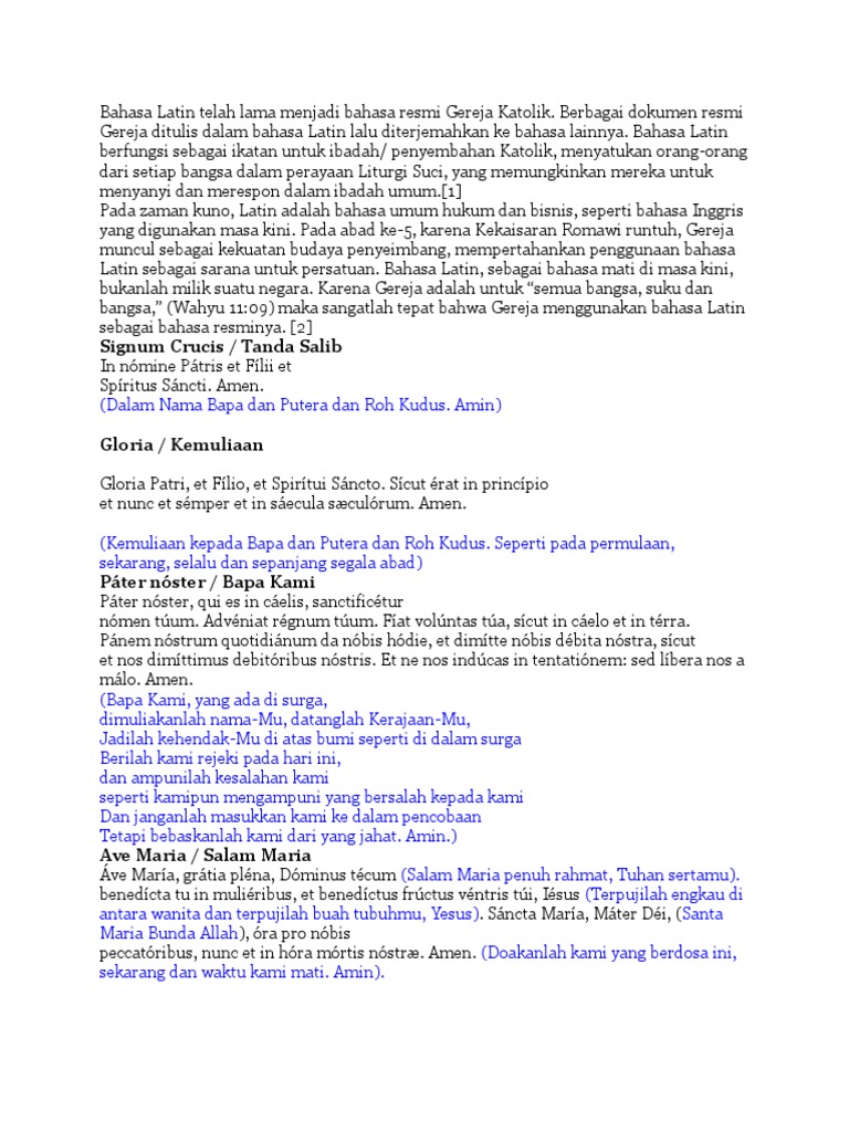 Doa Dasar Dalam Bahasa Latin | PDF