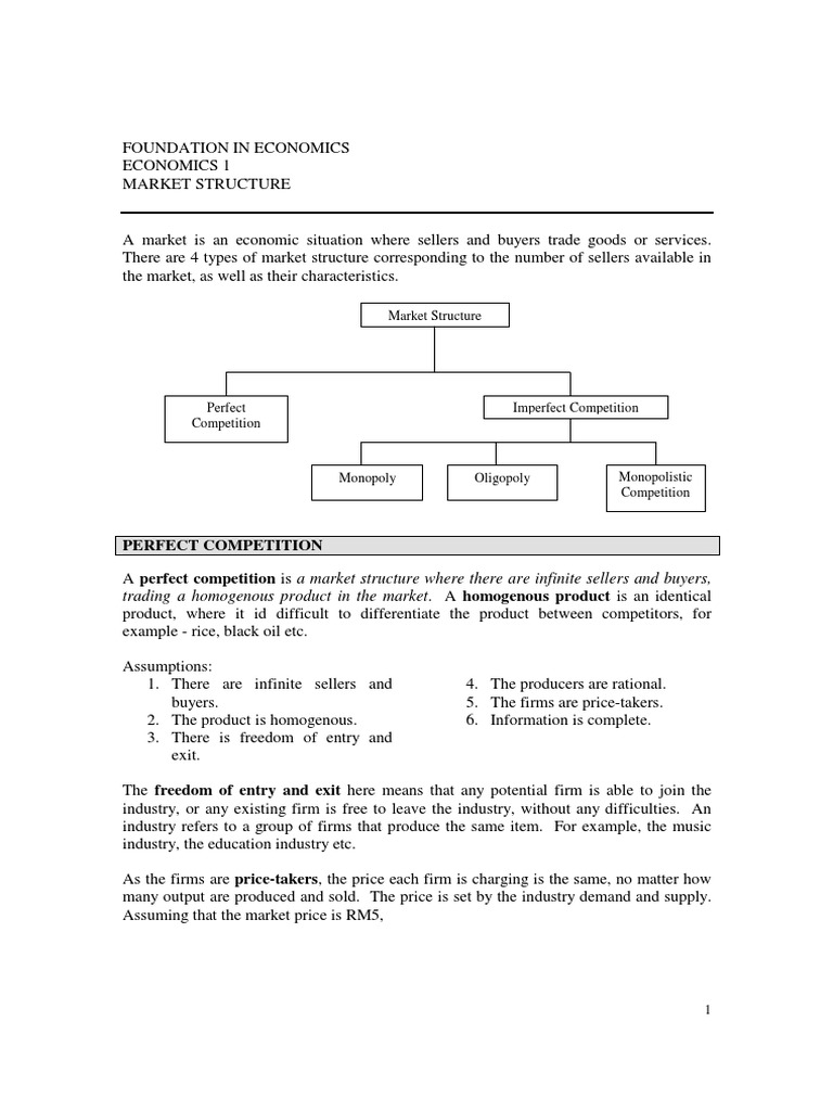 Market Structures in Economics | PDF | Monopoly | Perfect Competition