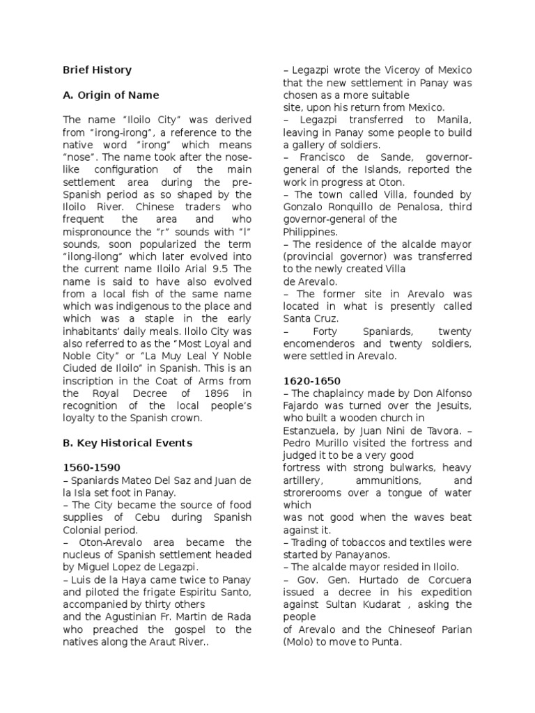 History of Iloilo City Origins | PDF | Spanish Empire