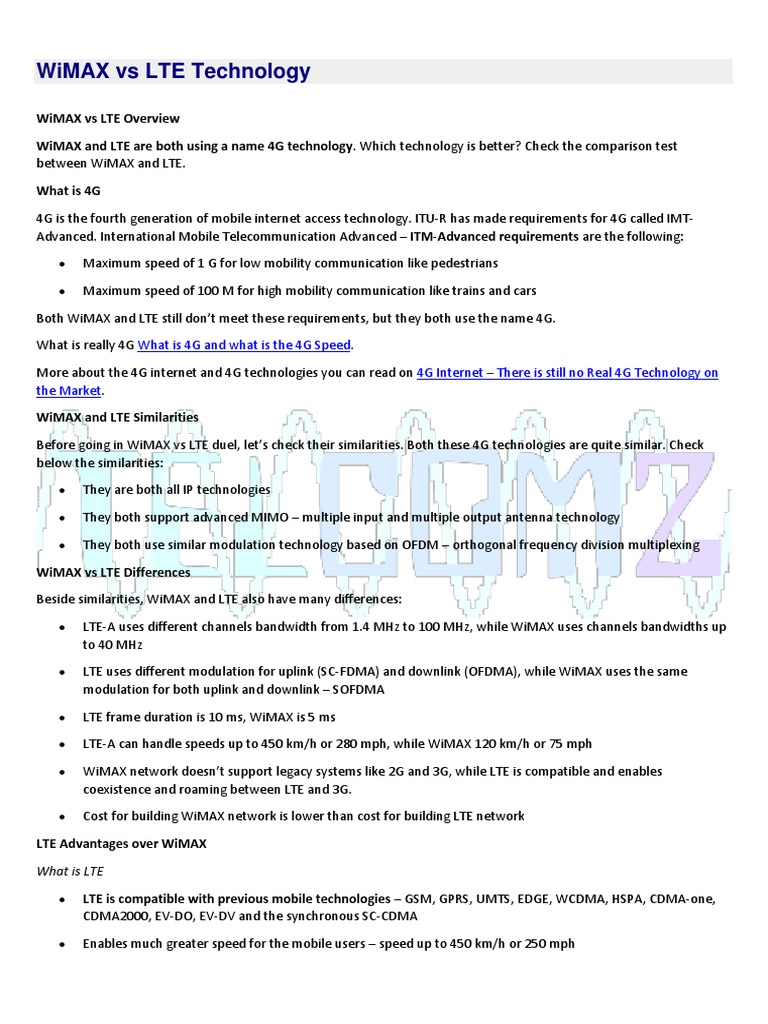 WiMAX Notes | PDF | 4 G | Wi Max