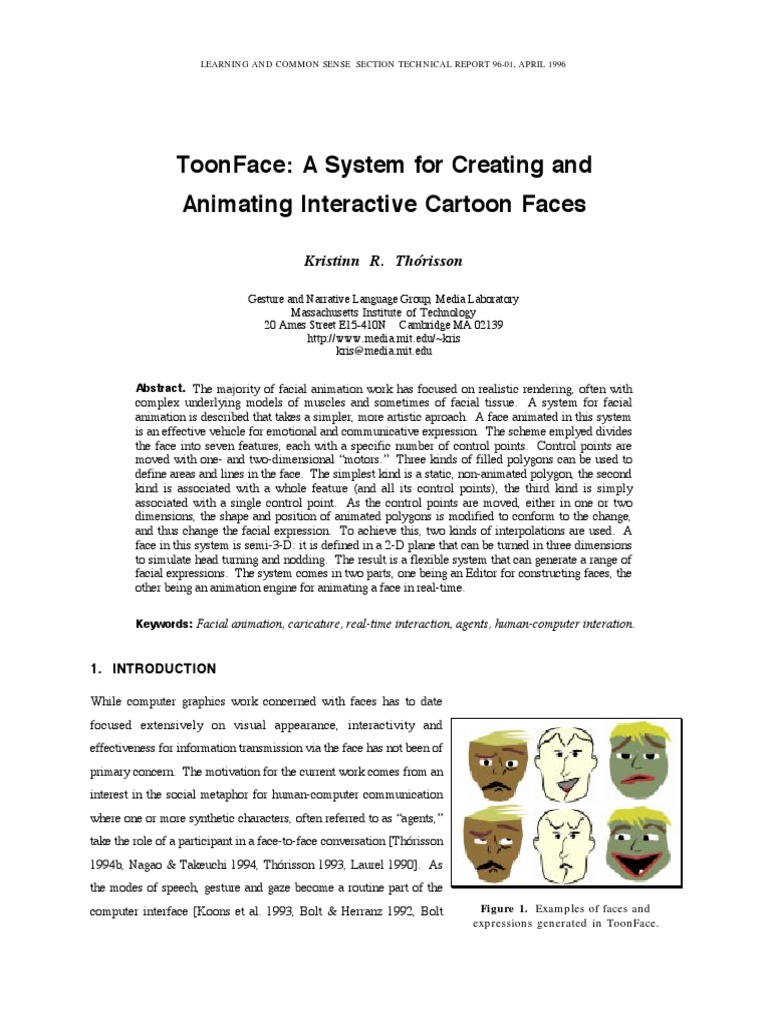 Toonface: A System For Creating And: Animating Interactive Cartoon ...