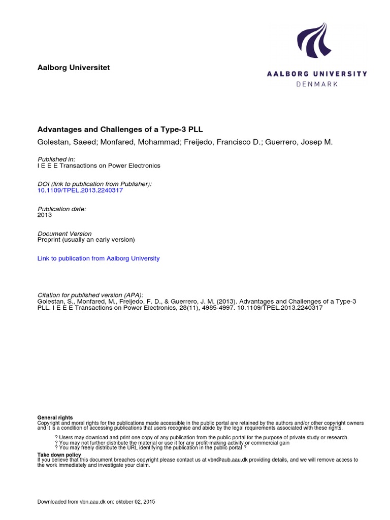 Advantages and Challenges of A Type-3 PLL | PDF | Control Theory ...