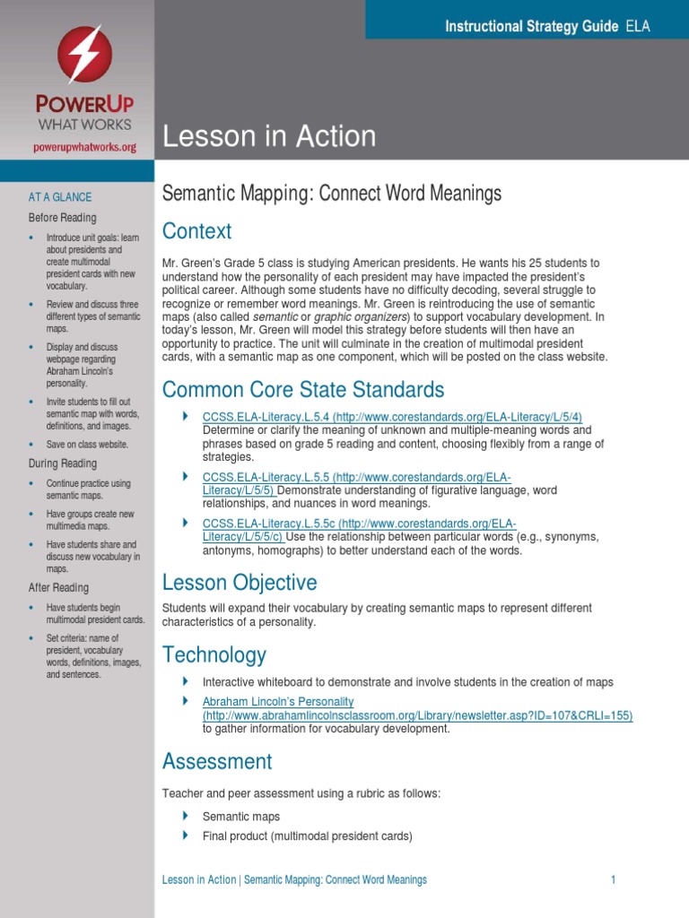 Semantic Mapping for Vocabulary Expansion | PDF | Reading Comprehension ...