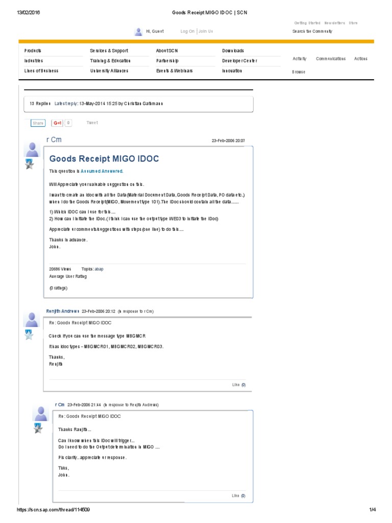 Goods Receipt Migo Idoc - SCN | PDF | Information Technology Management | Software