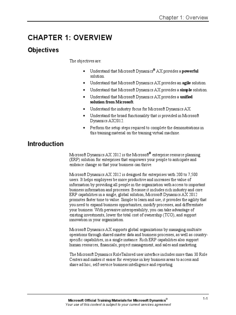 AX2012 - ENUS - INT - 01 - Overview PDF | PDF | Enterprise Resource Planning | Customer ...