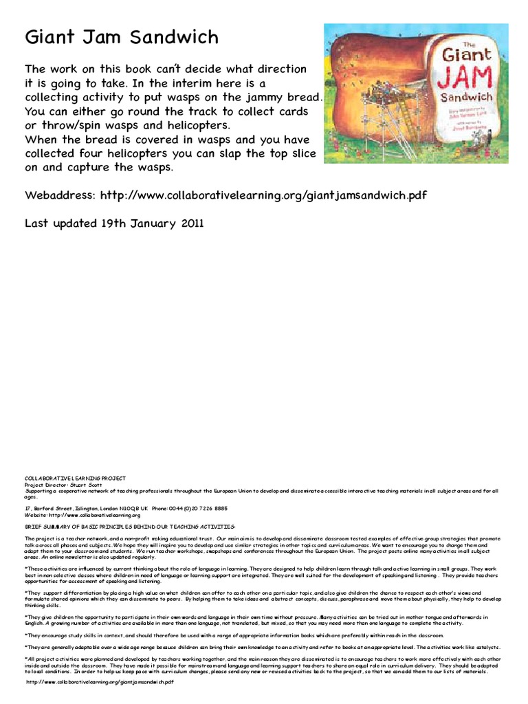 Giant Jam Sandwich | PDF | Curriculum | Classroom