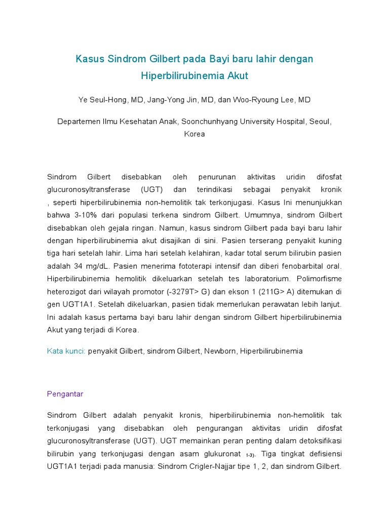Sindrom Gilbert pada Bayi Baru Lahir | PDF