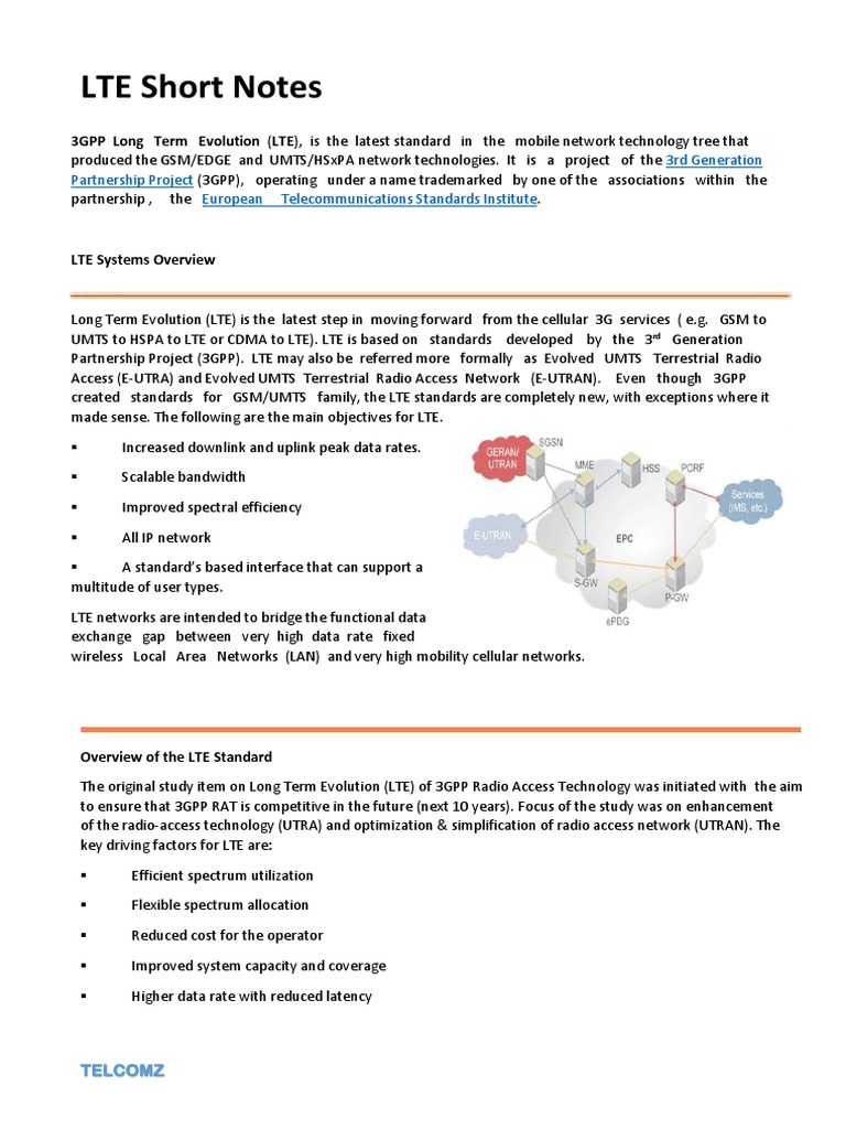 LTE Short Notes | PDF | Orthogonal Frequency Division Multiplexing ...