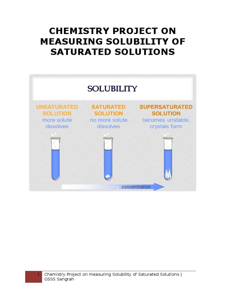 Chemistry Project on Measuring Solubility of Saturated Solutions ...