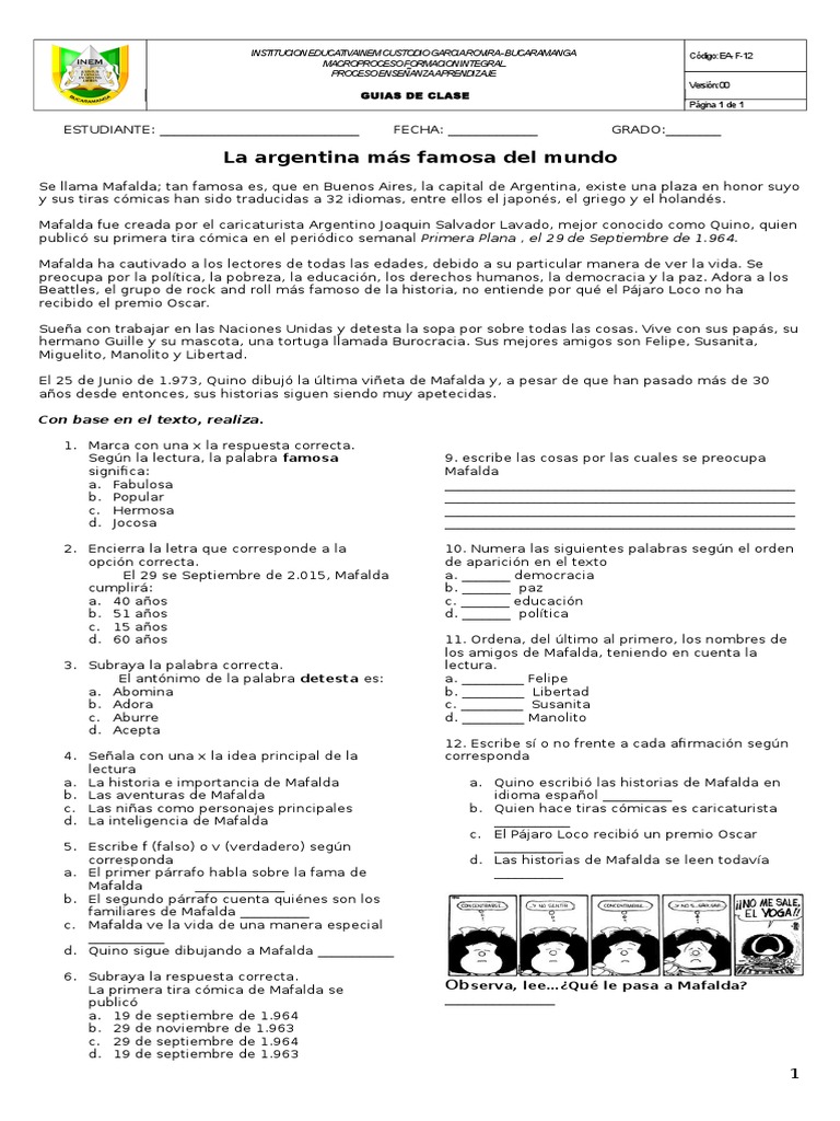 Mafalda: Historia y Enseñanza | PDF | Personas