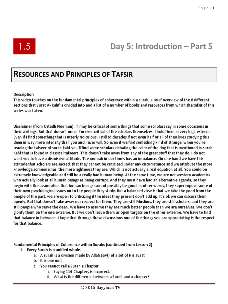 Introduction Resources and Principles of Tafsir | PDF | Surah | Sahabah