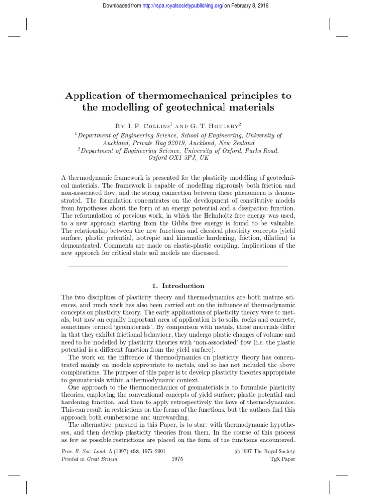 Thermomechanical Modelling of Geotechnical Materials | PDF | Young's ...